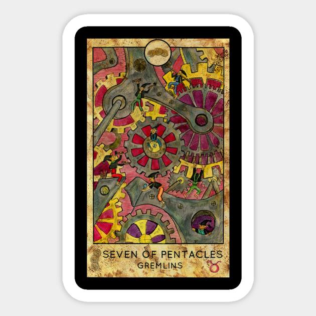 Seven Of Pentacles. Minor Arcana Tarot Card Design. - Tarot - Sticker | TeePublic